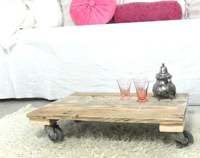 Small Pallet Coffee Table on Wheels Reclaimed Pallet Table - Etsy
