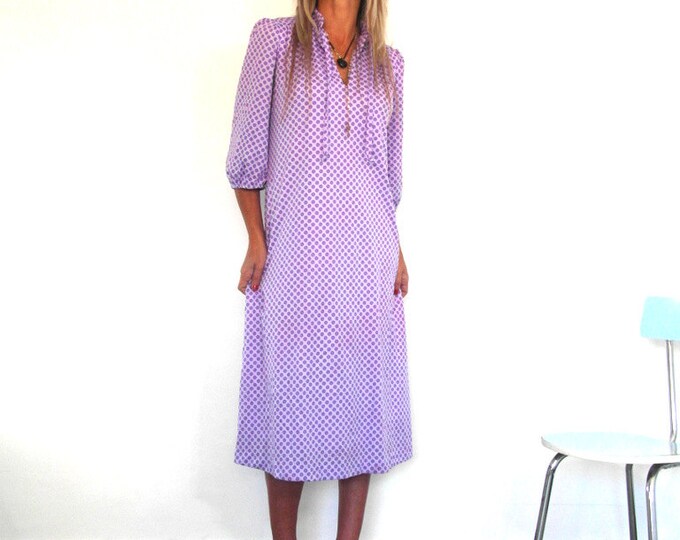 Trevira 70s Polyester Dress Purple Mauve Calf Length - Etsy