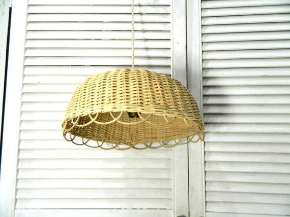 Upcycled Wicker Basket Light Vintage Basket Transformed Into | Etsy