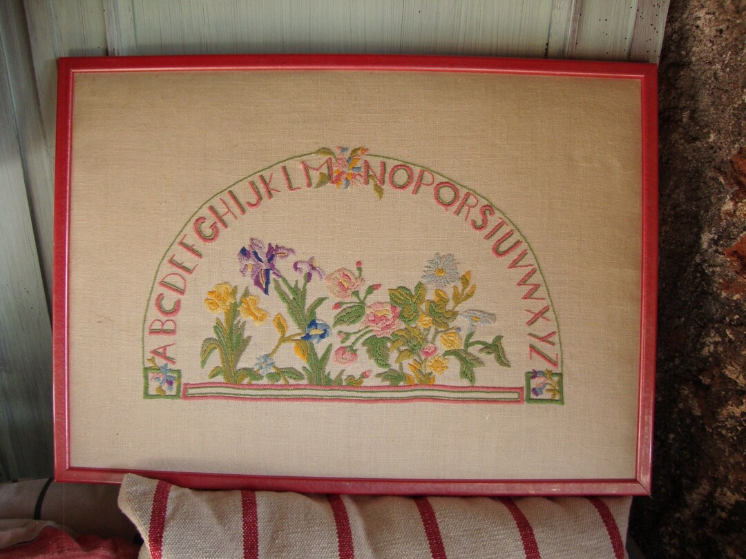 Vintage Tapestry in a Frame, the Alphabet - Etsy