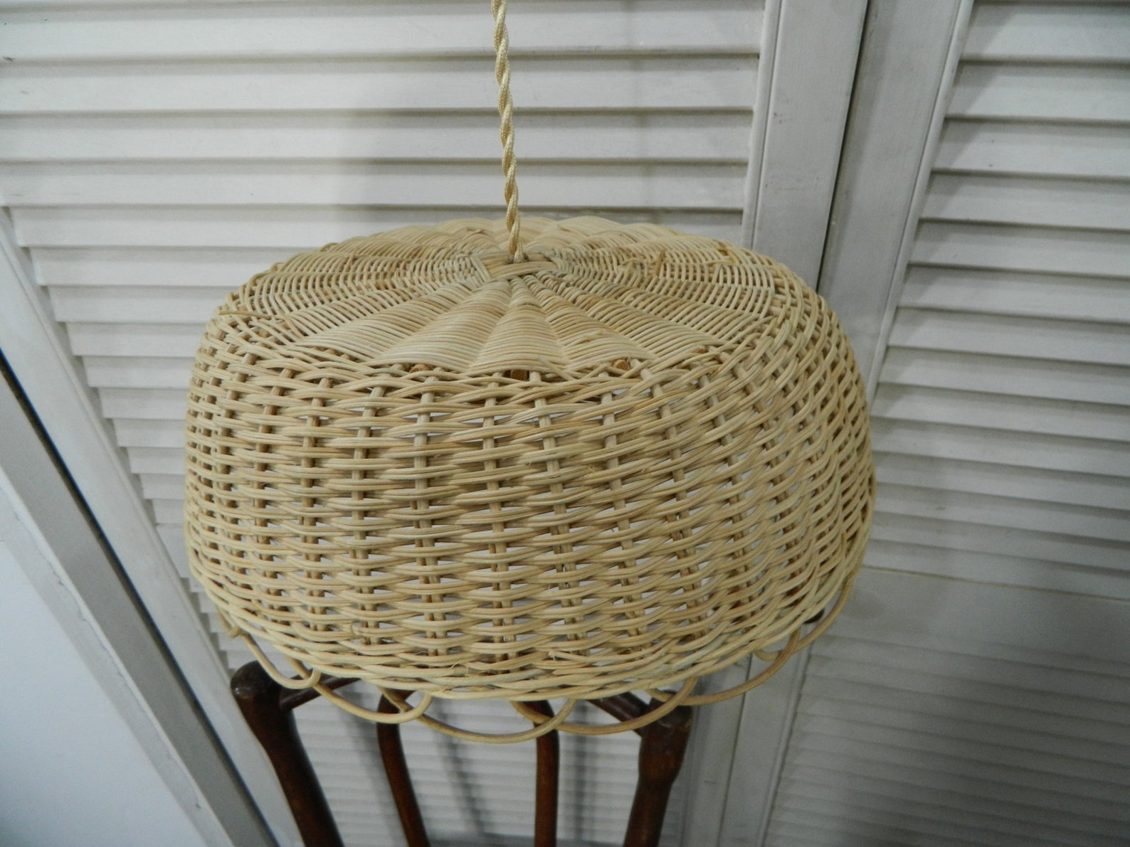 Upcycled Wicker Basket Light Vintage Basket Transformed Into - Etsy