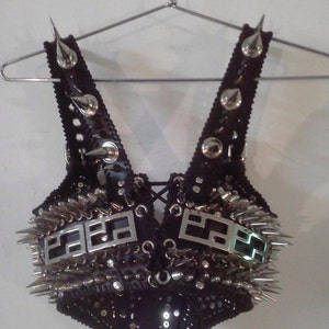 Spiked Out Black Leather Top - Etsy