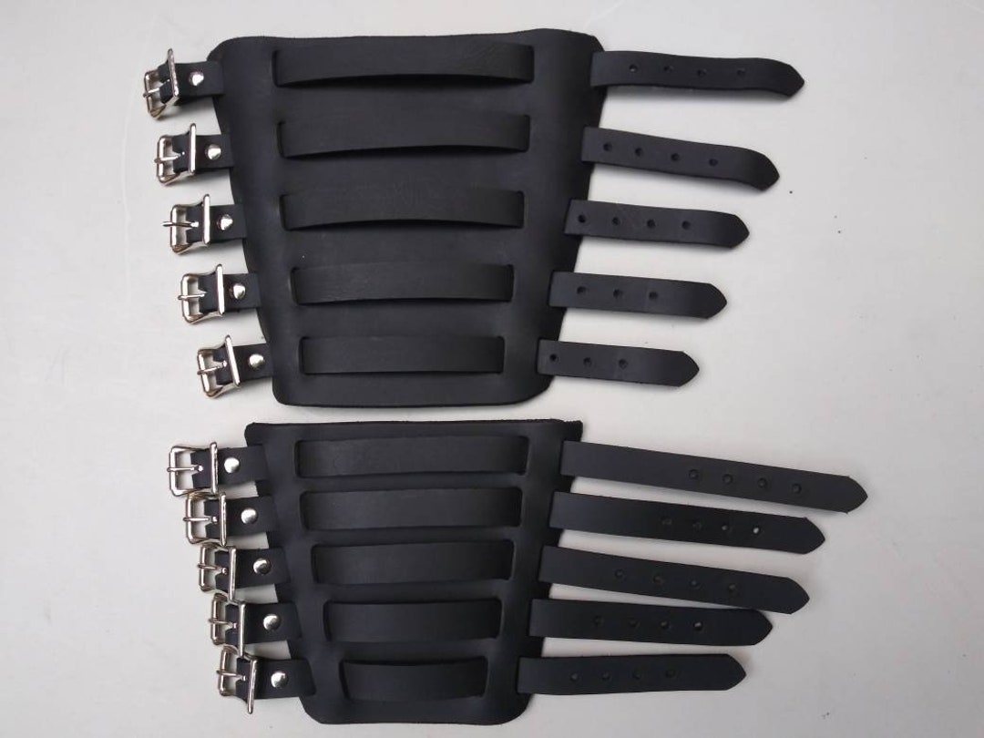 Five Buckle Black Leather Gauntlet - Etsy