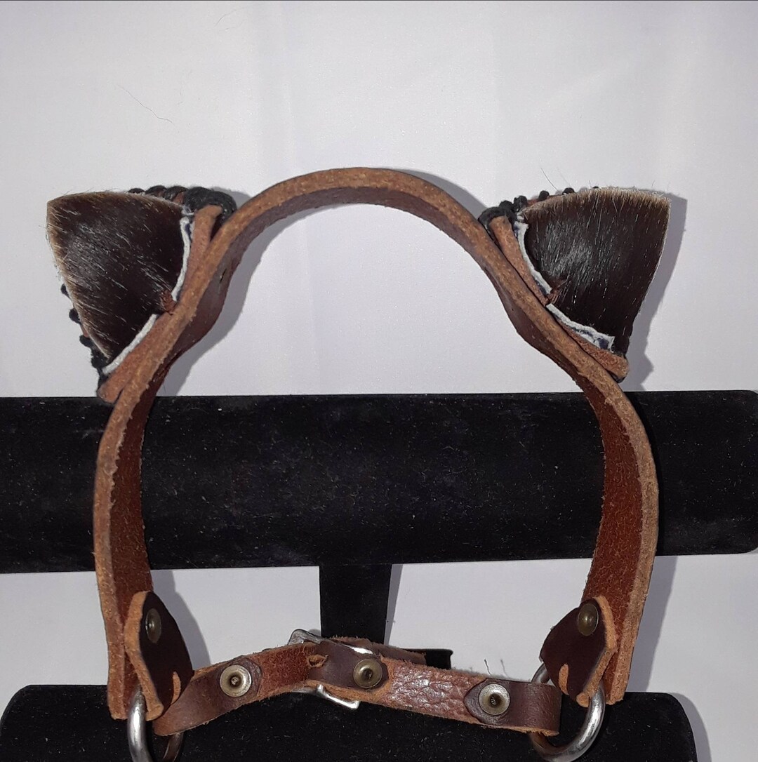 Black Fur Leather Cat Ears (black Cow Hair) - Etsy
