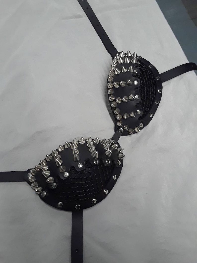 Studded A B & C Cup Black Leather Bra - Etsy