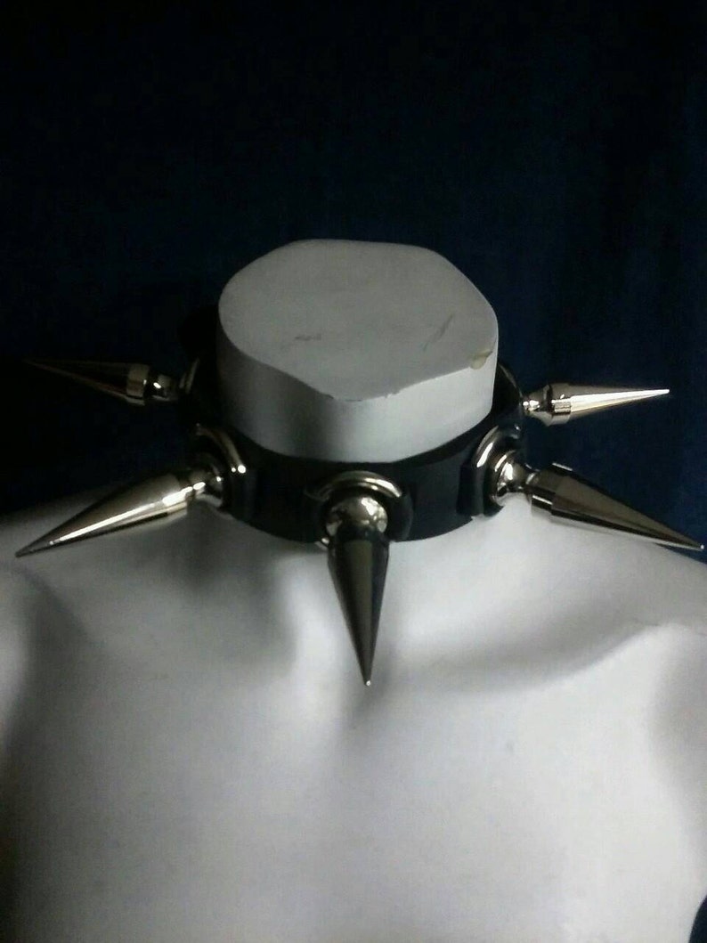 Extreme Large Spike Black Leather Collar | Etsy
