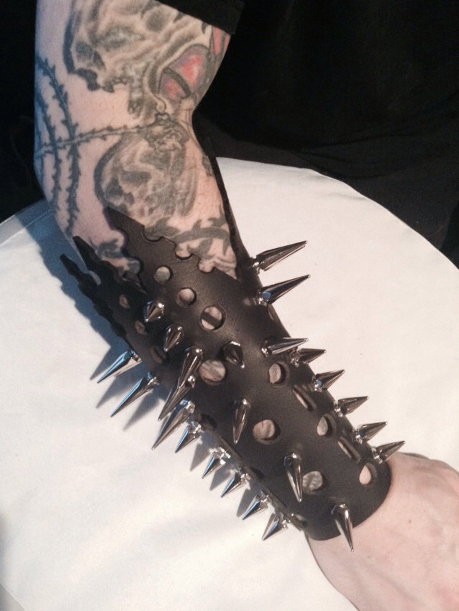 Spiked Out Black Leather Gauntlets | Etsy