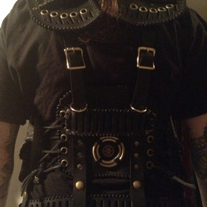 Post Apocalyptic Black Leather Tactical Vest (L-3XL) - Etsy