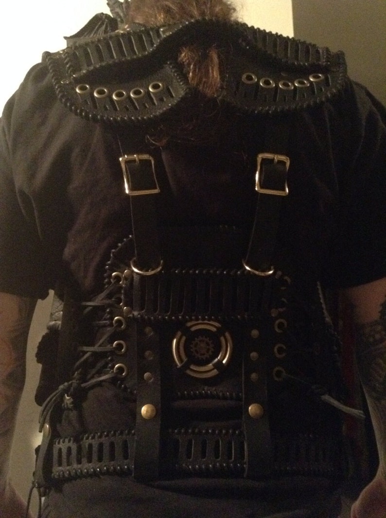 Post Apocalyptic Black Leather Tactical Vest L-3XL - Etsy