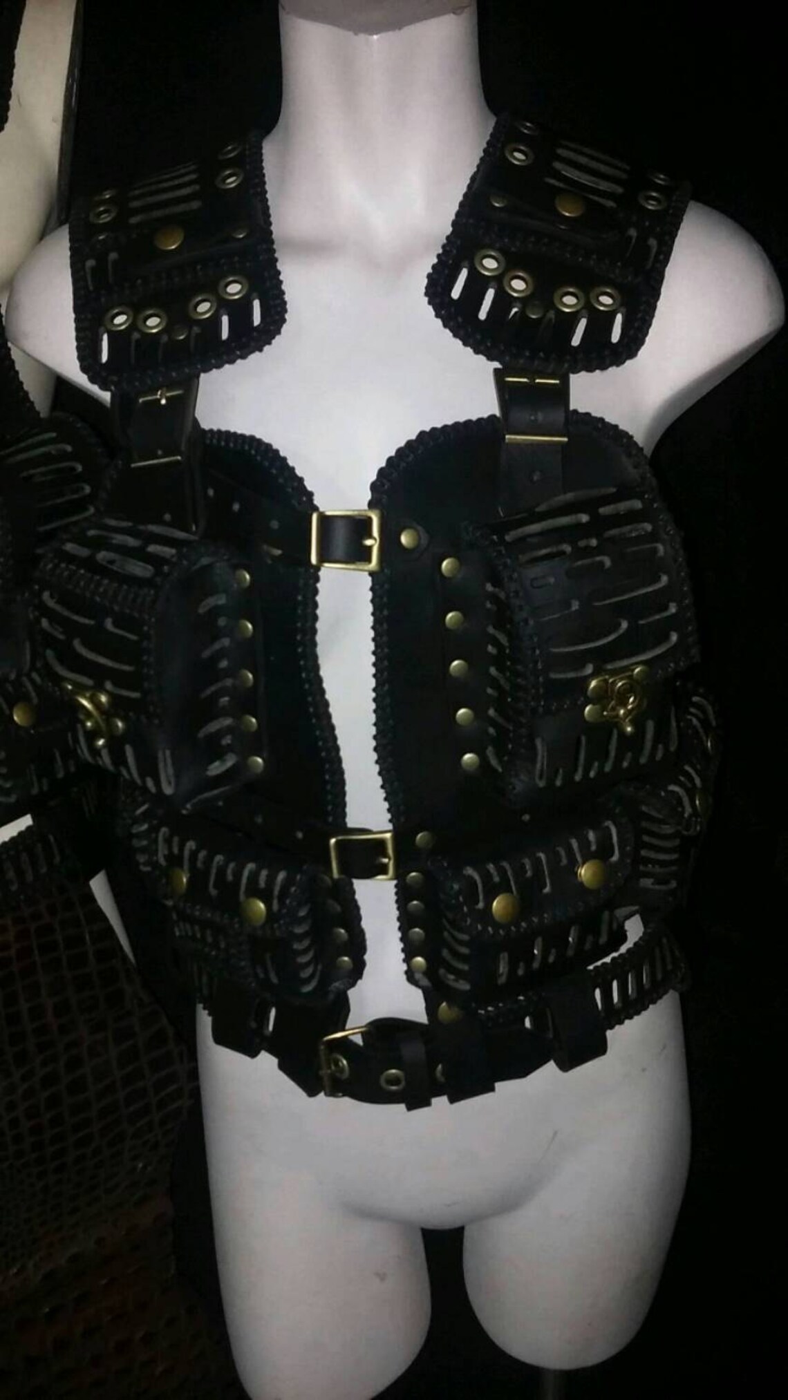 Post Apocalyptic Black Leather Tactical Vest (S-L) - Etsy