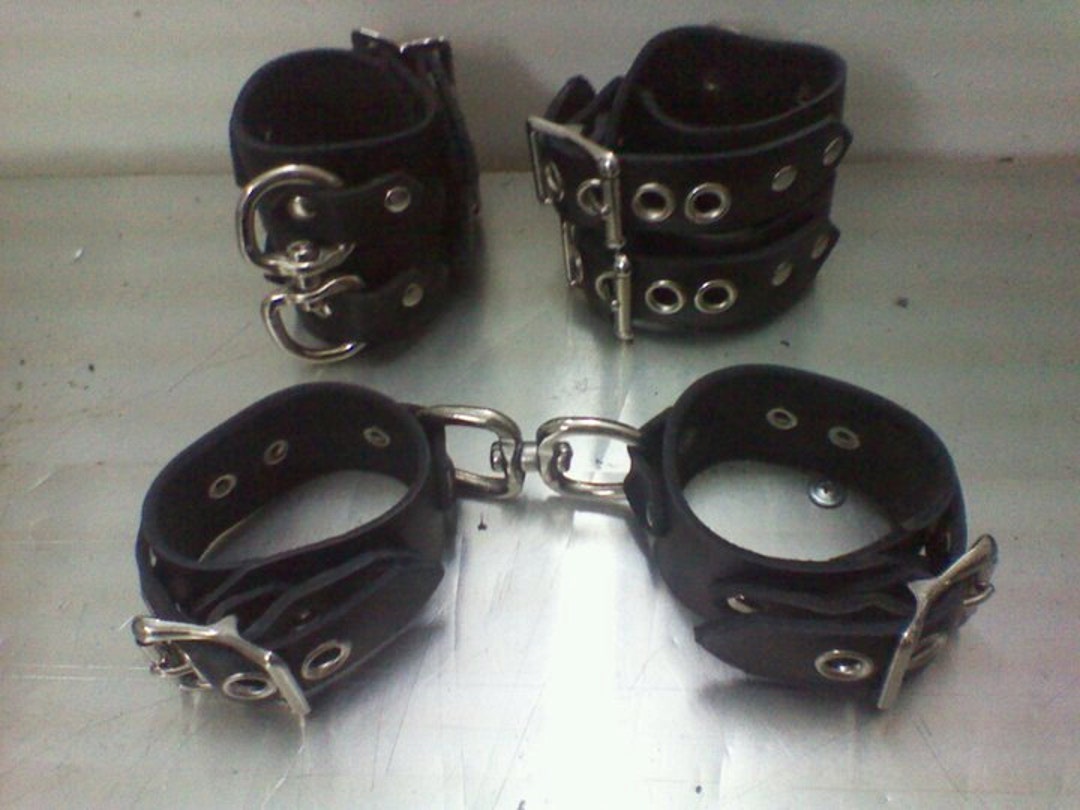 Black Leather Cuffs With Buckles - Etsy