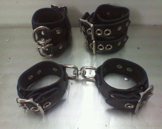 Black Leather Cuffs With Buckles - Etsy