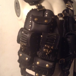 Post Apocalyptic Black Leather Tactical Vest (L-3XL) - Etsy