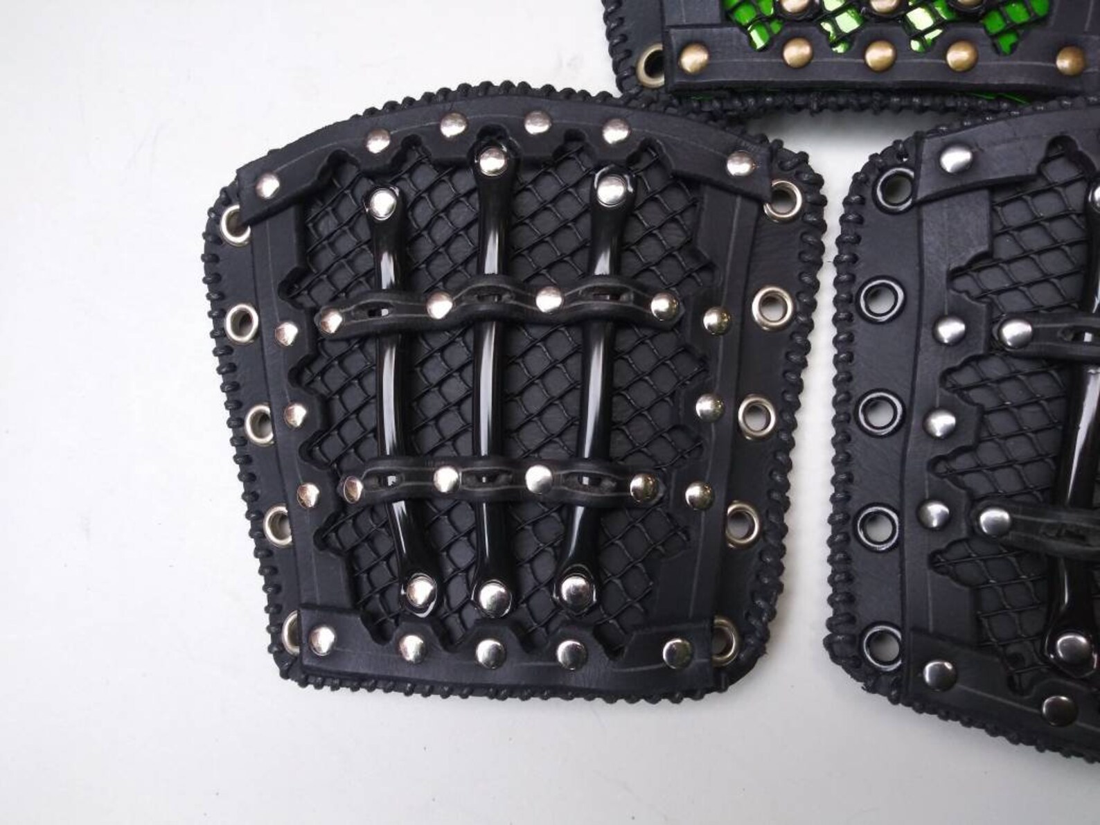 UV Green Cyber Post-apocalyptic Black Leather Gauntlet - Etsy
