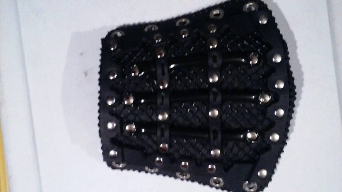 UV Green Cyber Post-apocalyptic Black Leather Gauntlet - Etsy