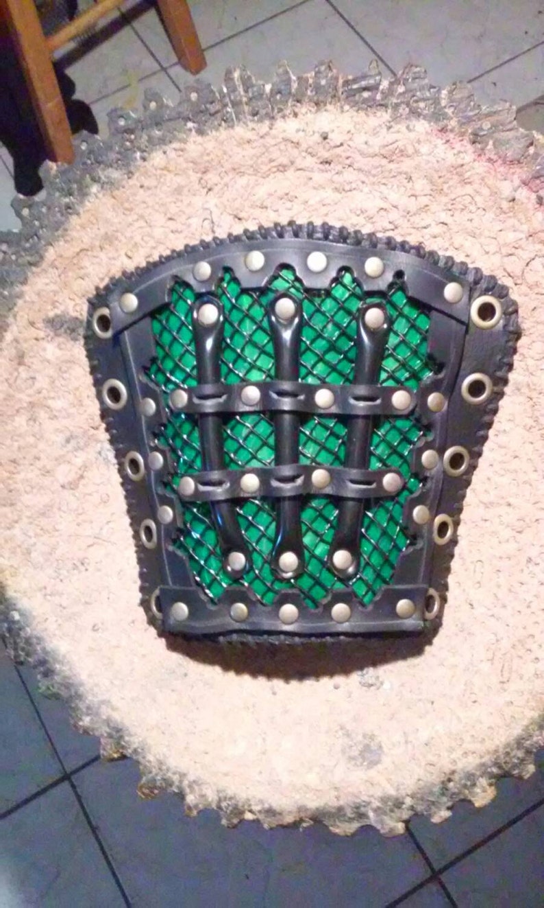 UV Green Cyber Post-apocalyptic Black Leather Gauntlet - Etsy