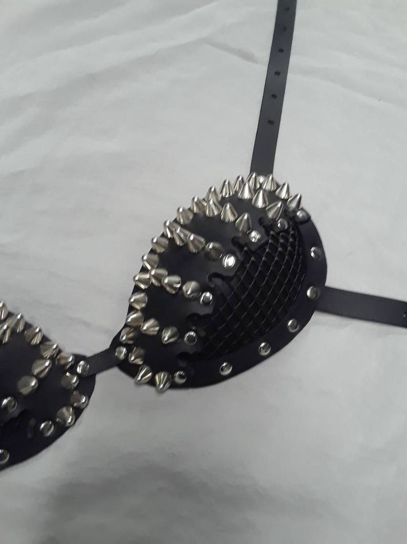 Studded A B & C Cup Black Leather Bra - Etsy