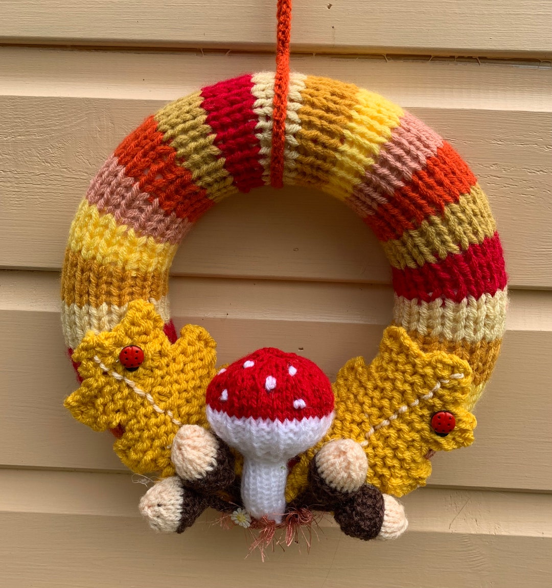 Knitted Toadstool Woodland Wreath, Autumn, New Home Gift - Etsy