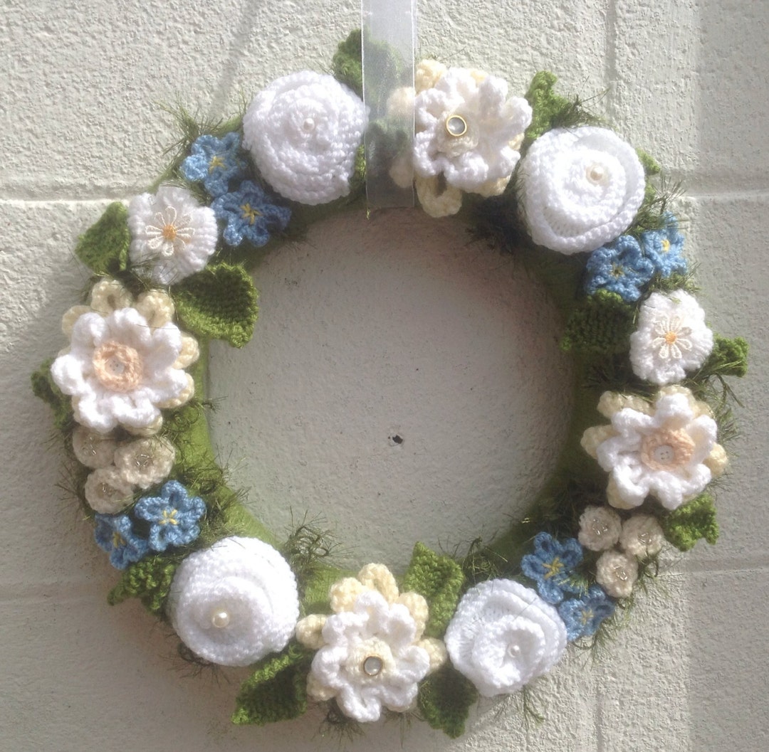 Knitted Flower Wreath, Funeral, Condolences , Mother’s Day,spring - Etsy