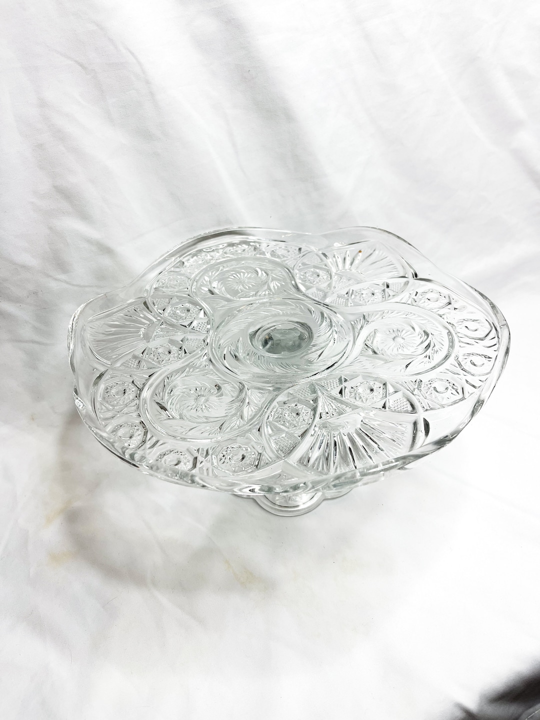 Vintage 11 Inch Clear Glass Round Cake Stand, Scallop Edge, Pedestal - Etsy