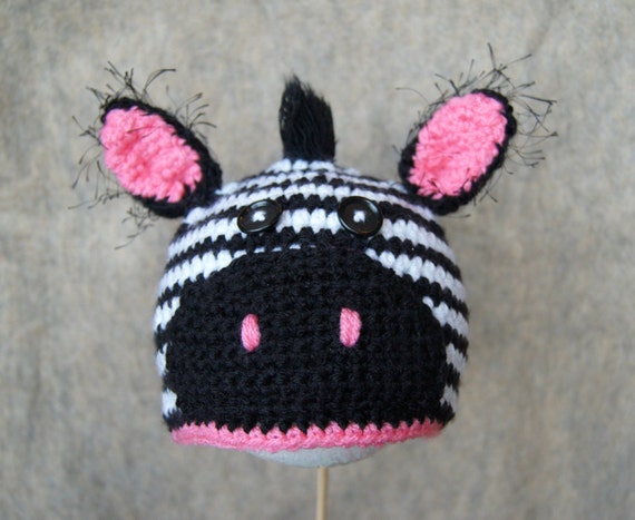 Items similar to Zebra/Crocheted Hat/Girls Hat on Etsy