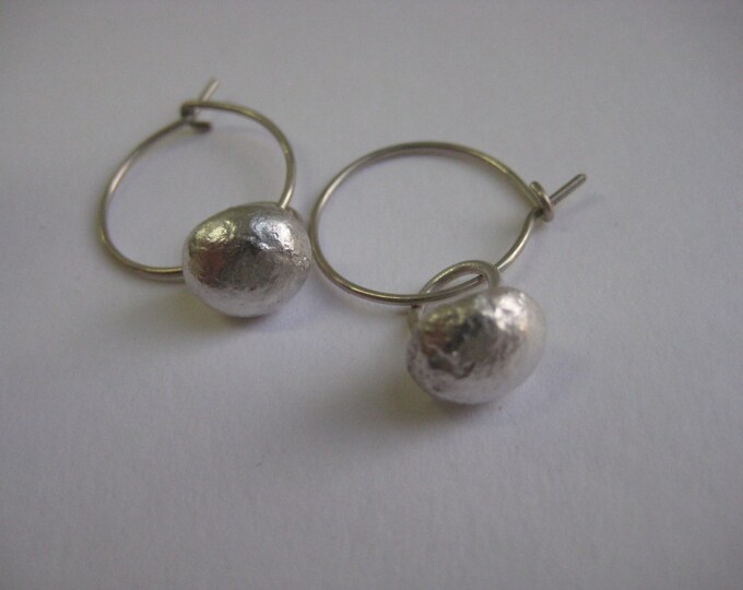 Silver Drop Hoop Earrings - Etsy