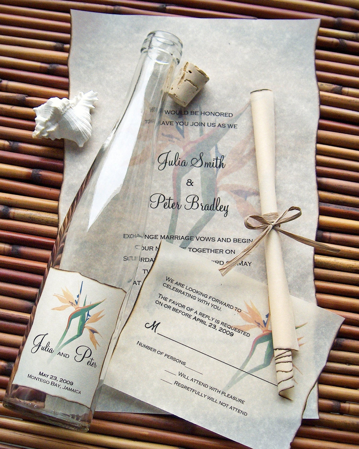 Message in A Bottle Premiere Wedding Invitation Sample - Destiny - Etsy