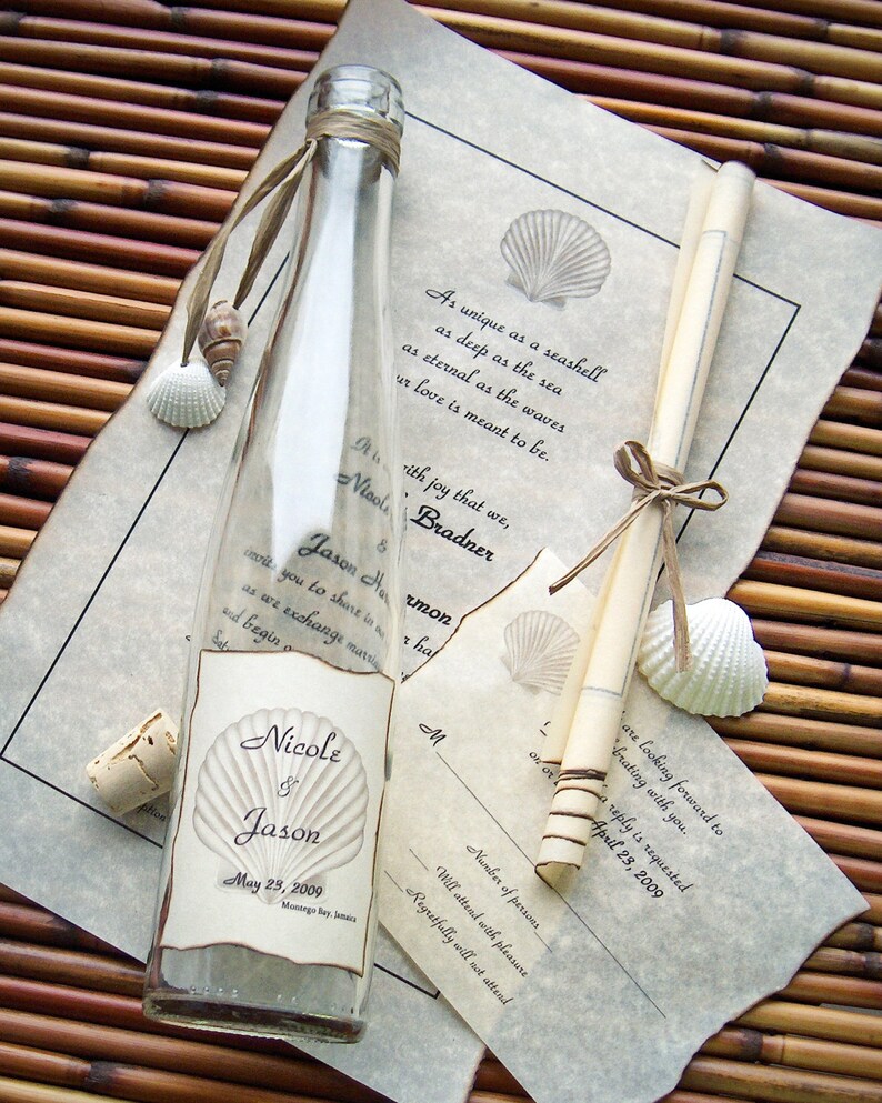 Personalized Message in A Bottle Premiere Wedding Invitation Sample - Etsy