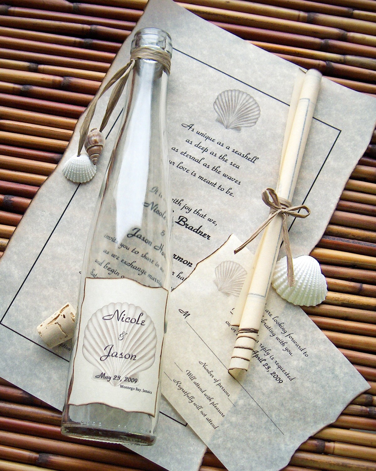 Personalized Message in A Bottle Premiere Wedding Invitation Sample - Etsy