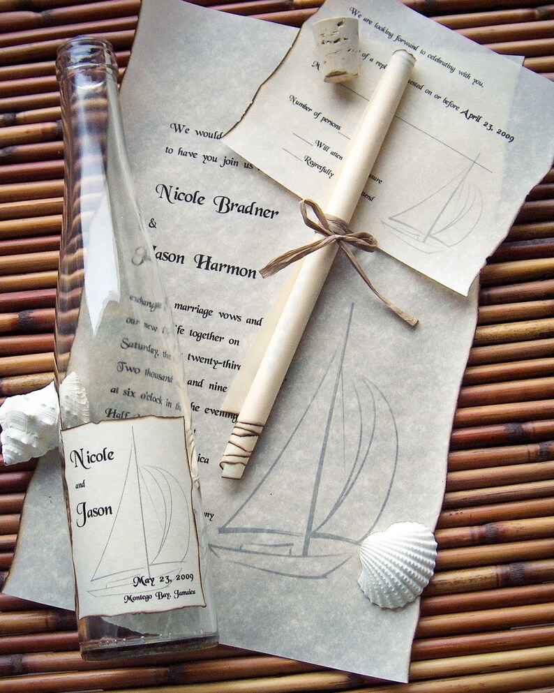 Message in A Bottle Premiere Wedding Invitation Sample - Adventure - Etsy