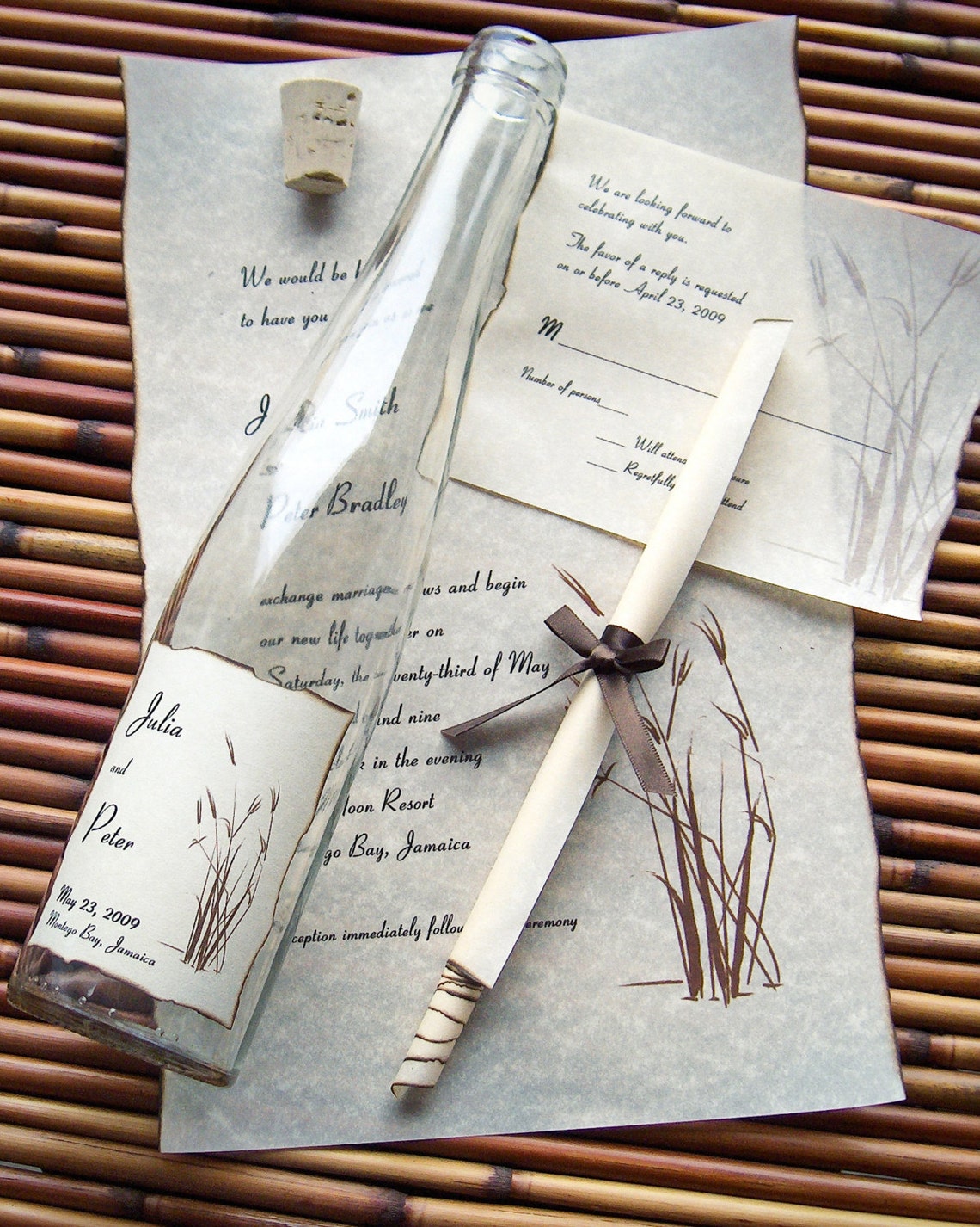 Message in A Bottle Premier Wedding Invitation Sample - Whisper - Etsy