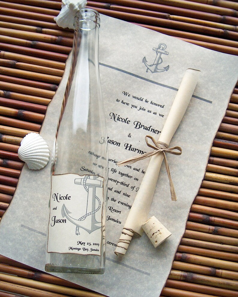 Message in A Bottle Premier Wedding Invitation Sample Anchors Aweigh ...