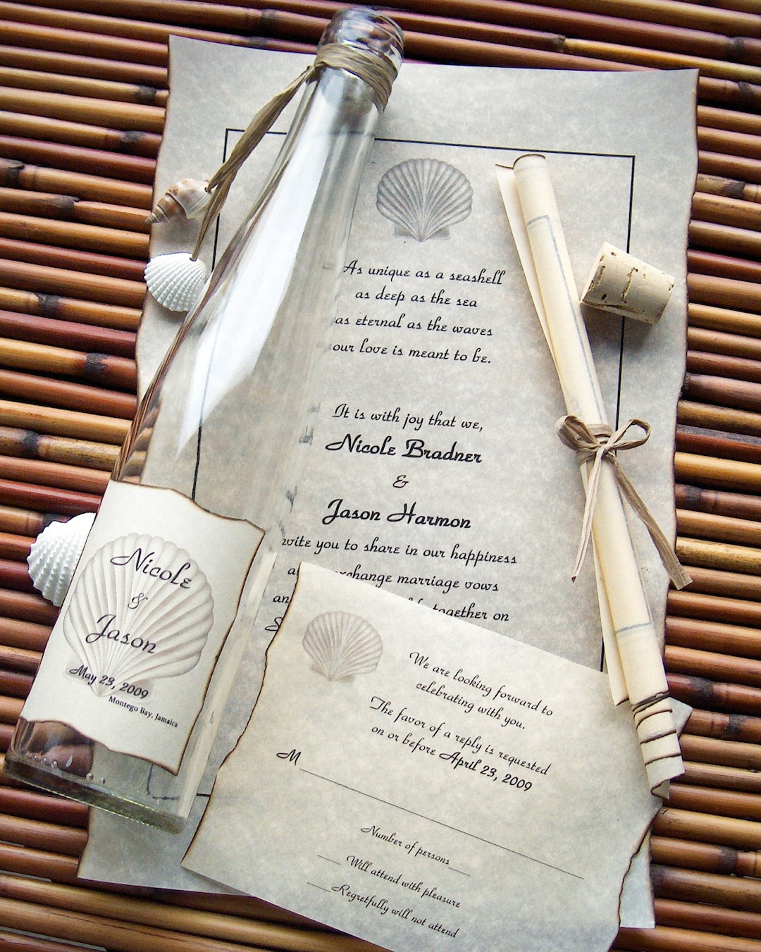 Personalized Message in A Bottle Premiere Wedding Invitation Sample - Etsy