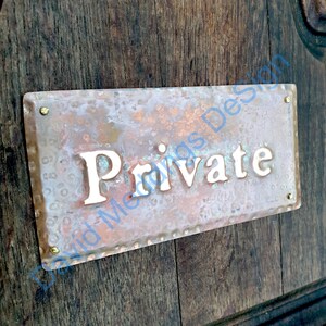 Private Notice Sign Plaque in 1"/25mm High Garamond in Hammered or ...