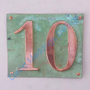 Large Upcycled Traditional Copper Numbers Address Plaque 2x Nos. 6 ...