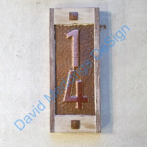 Copper Address Plaque in Mission Mackintosh Style, Oak Framed 2x Nos 3 ...
