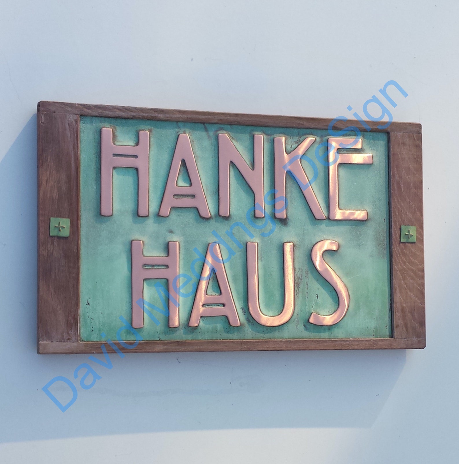 Arts and Crafts Copper House Sign With Oak Frame in - Etsy UK