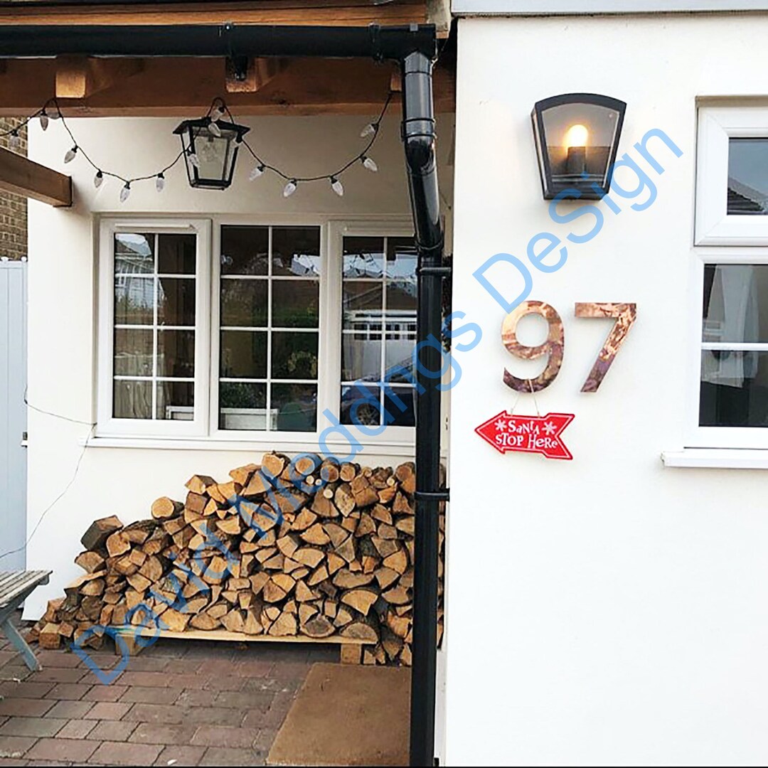 Large Architectural Floating Copper Numbers 12/305mm High, Polished ...