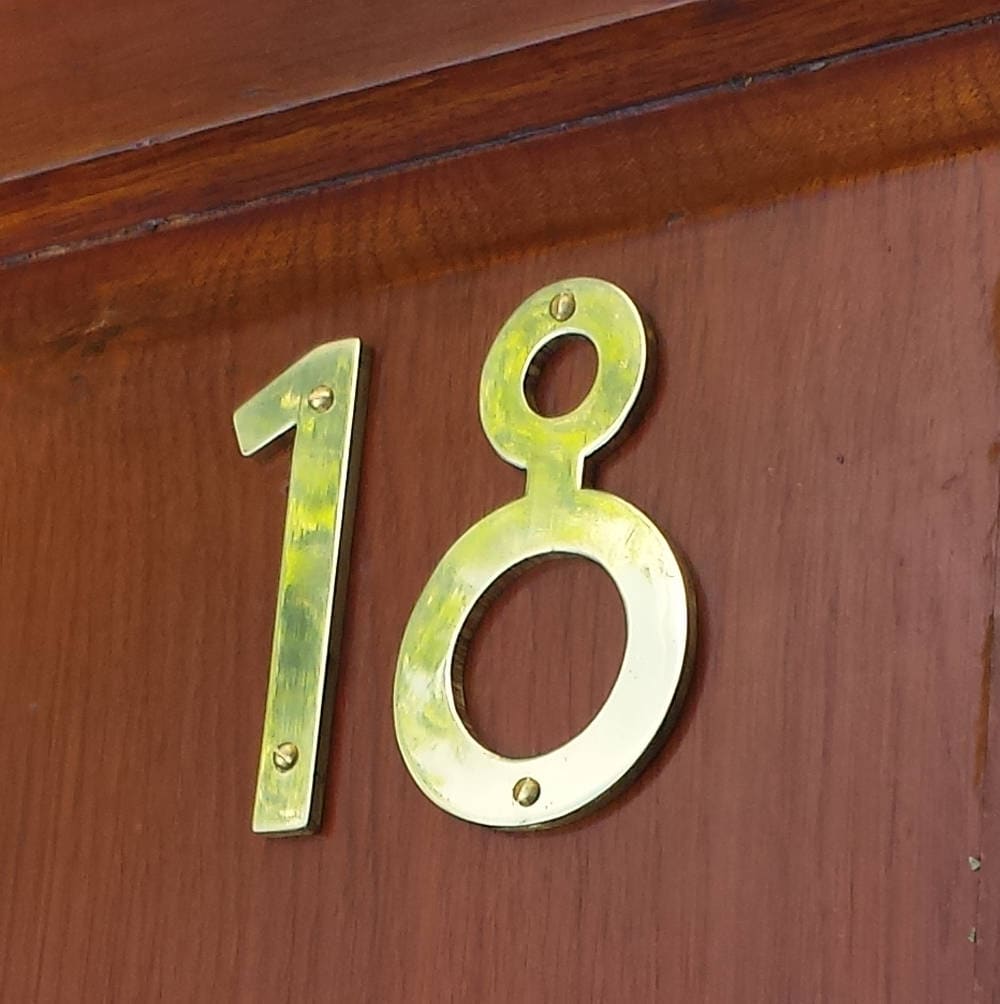 Brass house door numbers in Art Nouveau polished, hammered or brushed ...