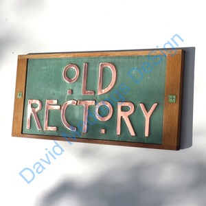 Arts and Crafts Copper House Sign With Oak Frame in 4"/100mm High ...