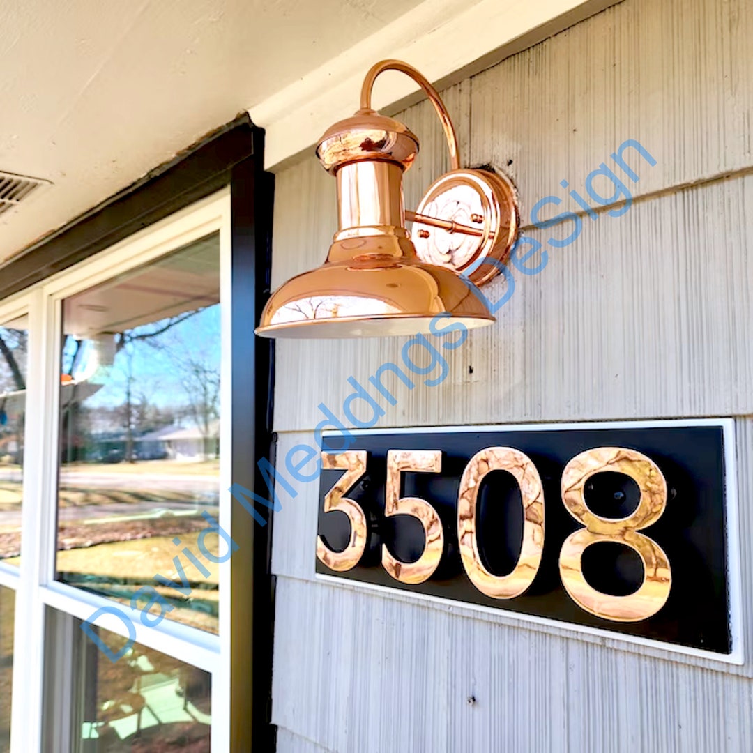 House Numbers Modern Copper Floating in Polished, Hammered or Brushed ...