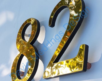 Modern Style Floating Numbers in Brass 6/150mm High | Etsy