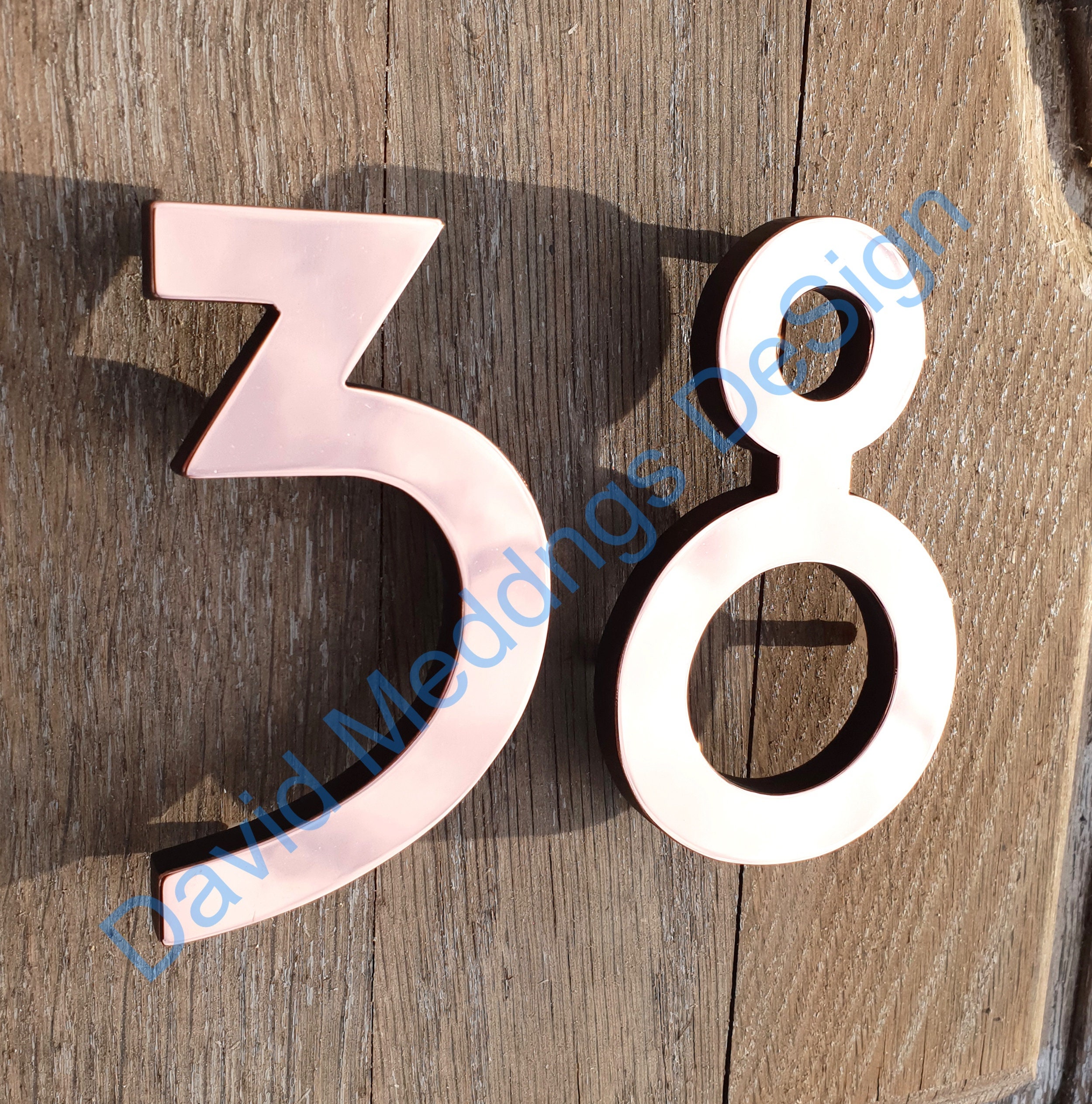 Modern Style Floating Numbers in Brass 6/150mm High - Etsy UK