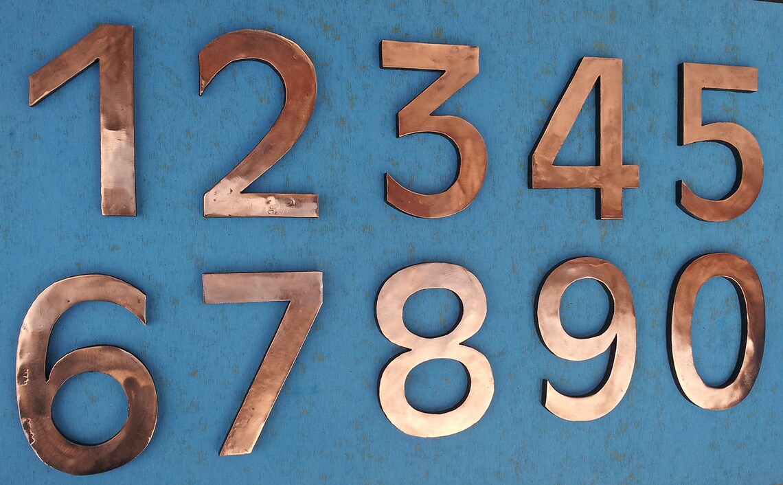 House Numbers Modern Copper Floating in Polished or Brushed - Etsy
