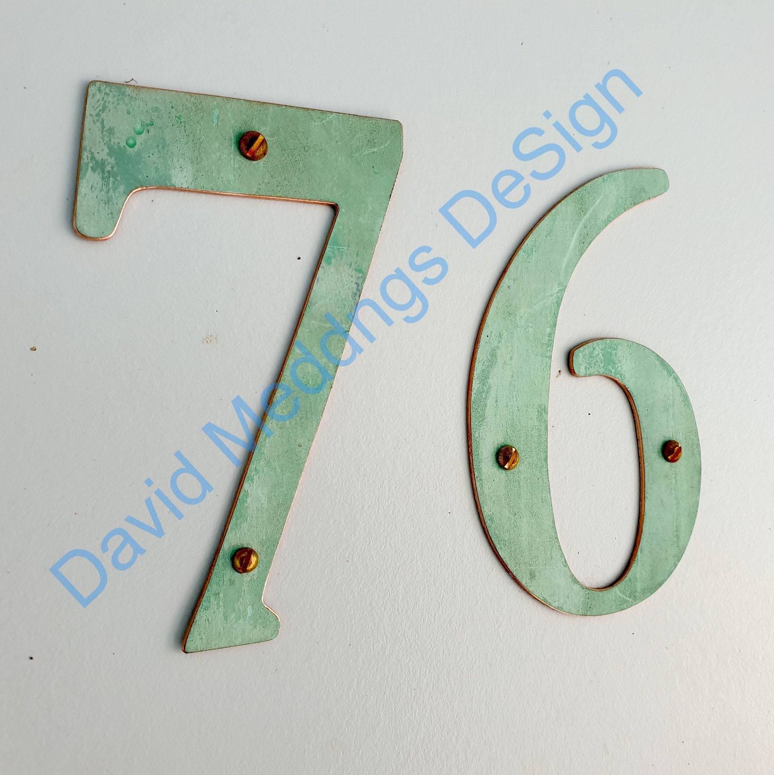 Traditional Style Copper Numbers Polished, Hammered, Brushed or ...