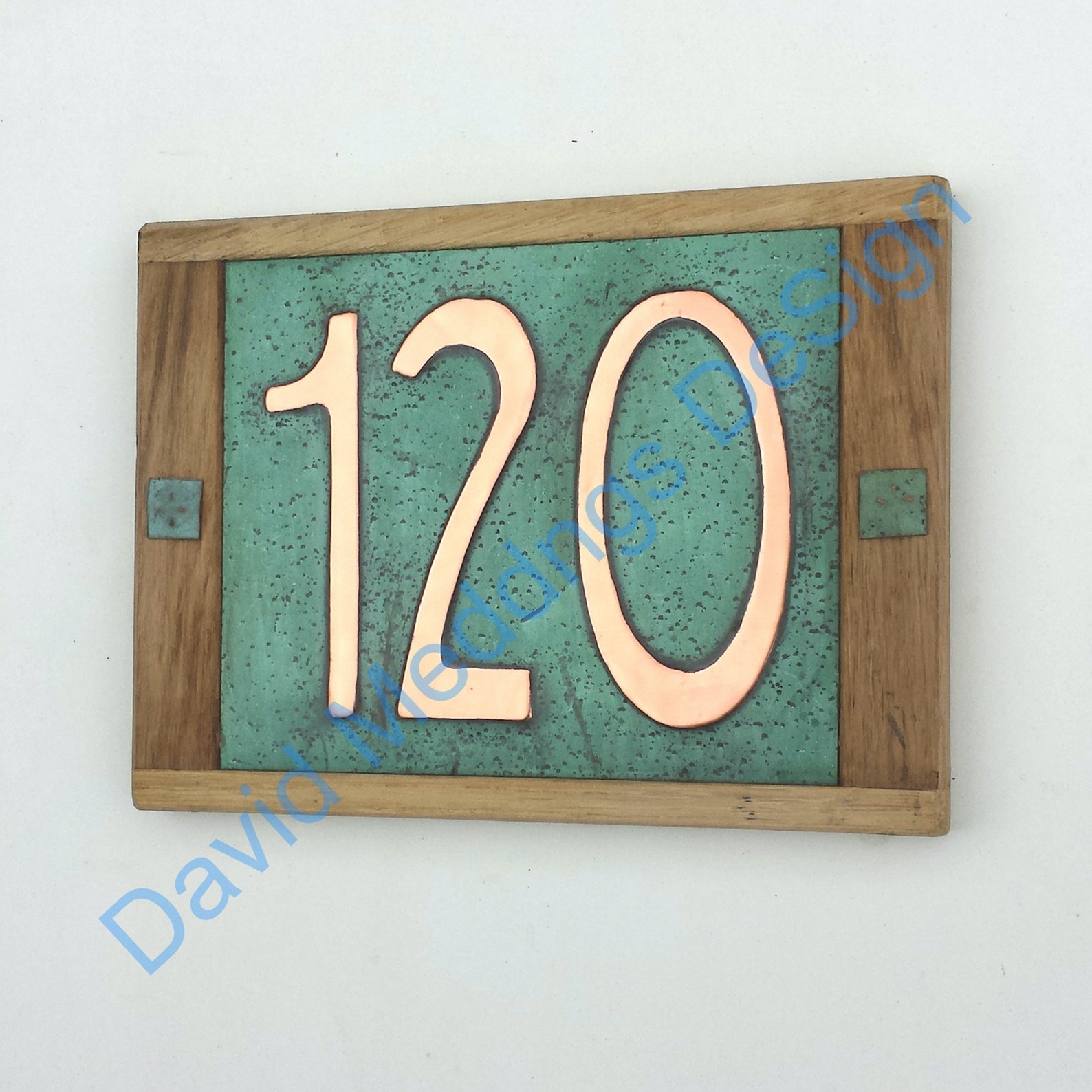 House Number Art Nouveau Plaque in Limed Oak and Copper 3x Nos - Etsy
