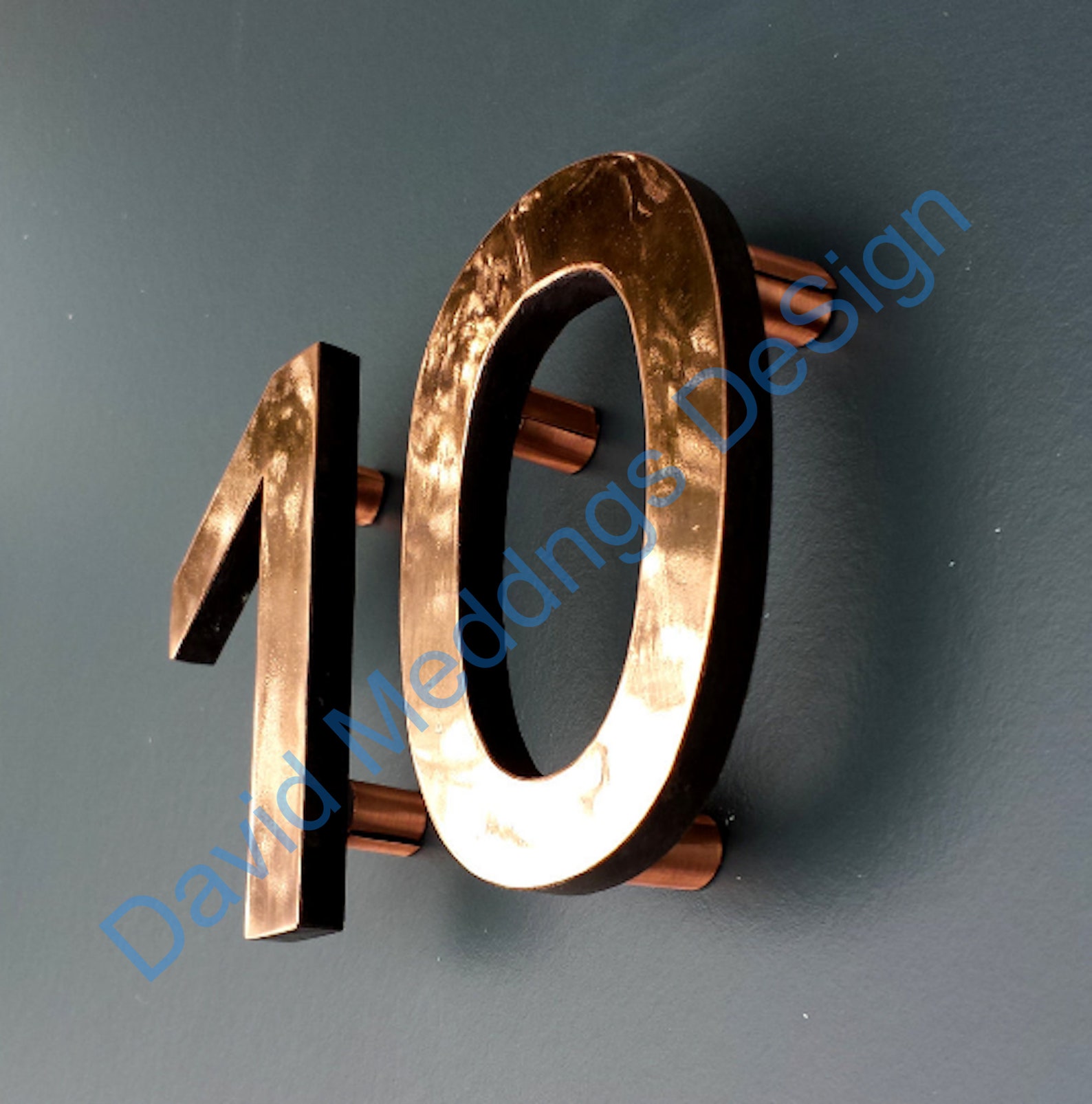 Modern Green Hammered or Brushed Copper House Numbers - Etsy