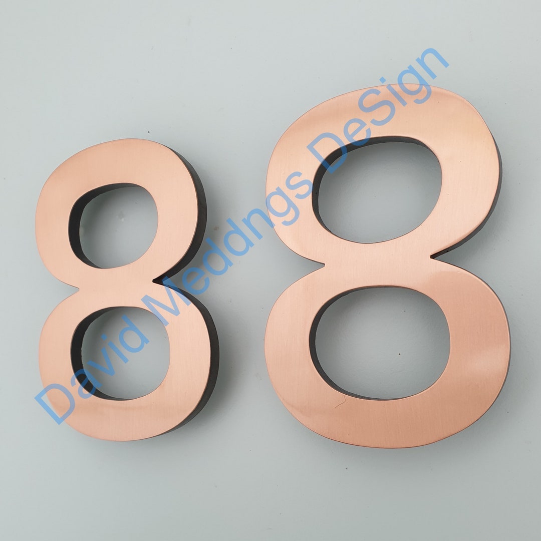 Large Architectural Floating Copper Numbers 12/305mm High Brushed or ...