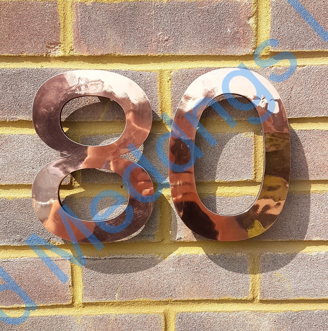 Large Copper Faced Modern Style Floating Numbers and Letters, 9"/228mm ...