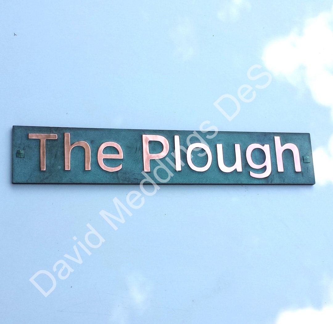 Real Copper Sign Name House Plaque on Plywood in 3" Antigoni for Brick ...